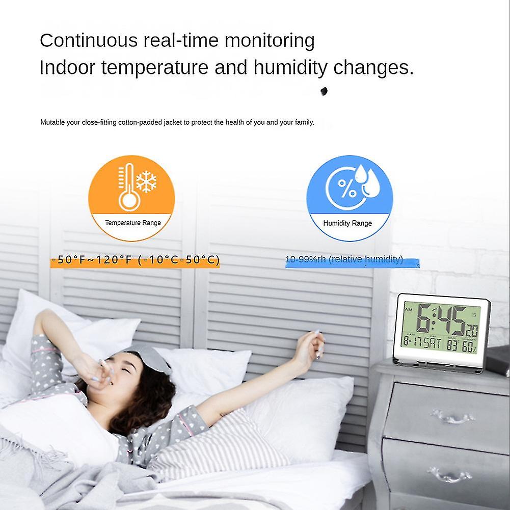 Atomic Clock With Indoor Temperature And Humidity,self-setting Digital ...