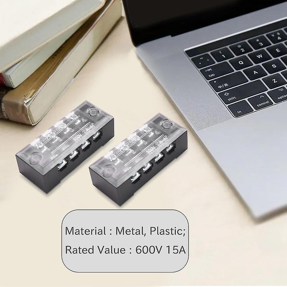 3 Pcs 600v 15a 4 Positions Dual Rows Covered Barrier Screw Terminal Block Strip | Fruugo DK