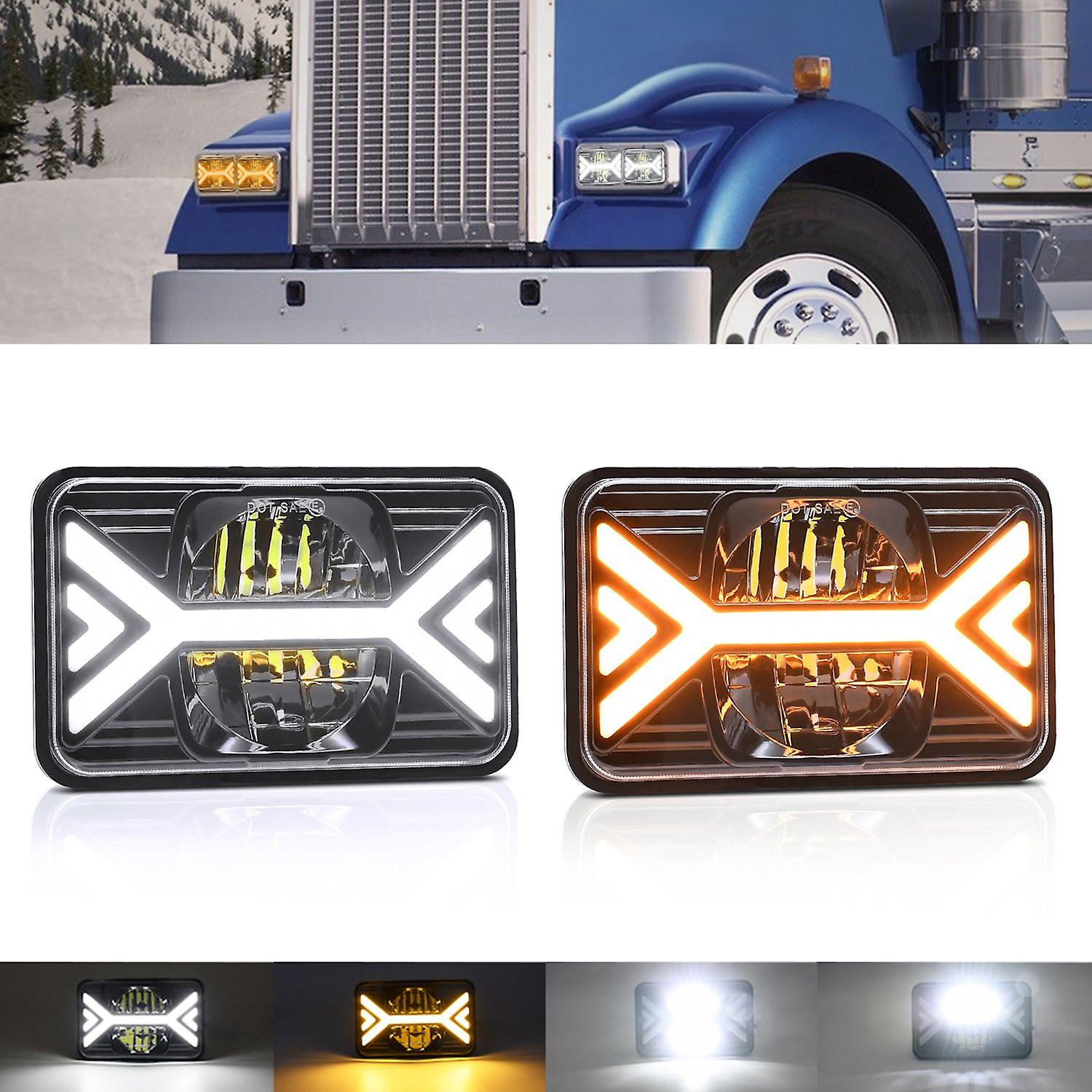 1Pcs 5inch Car LED Headlights 4x6 inch Headlamp with White High/Low ...