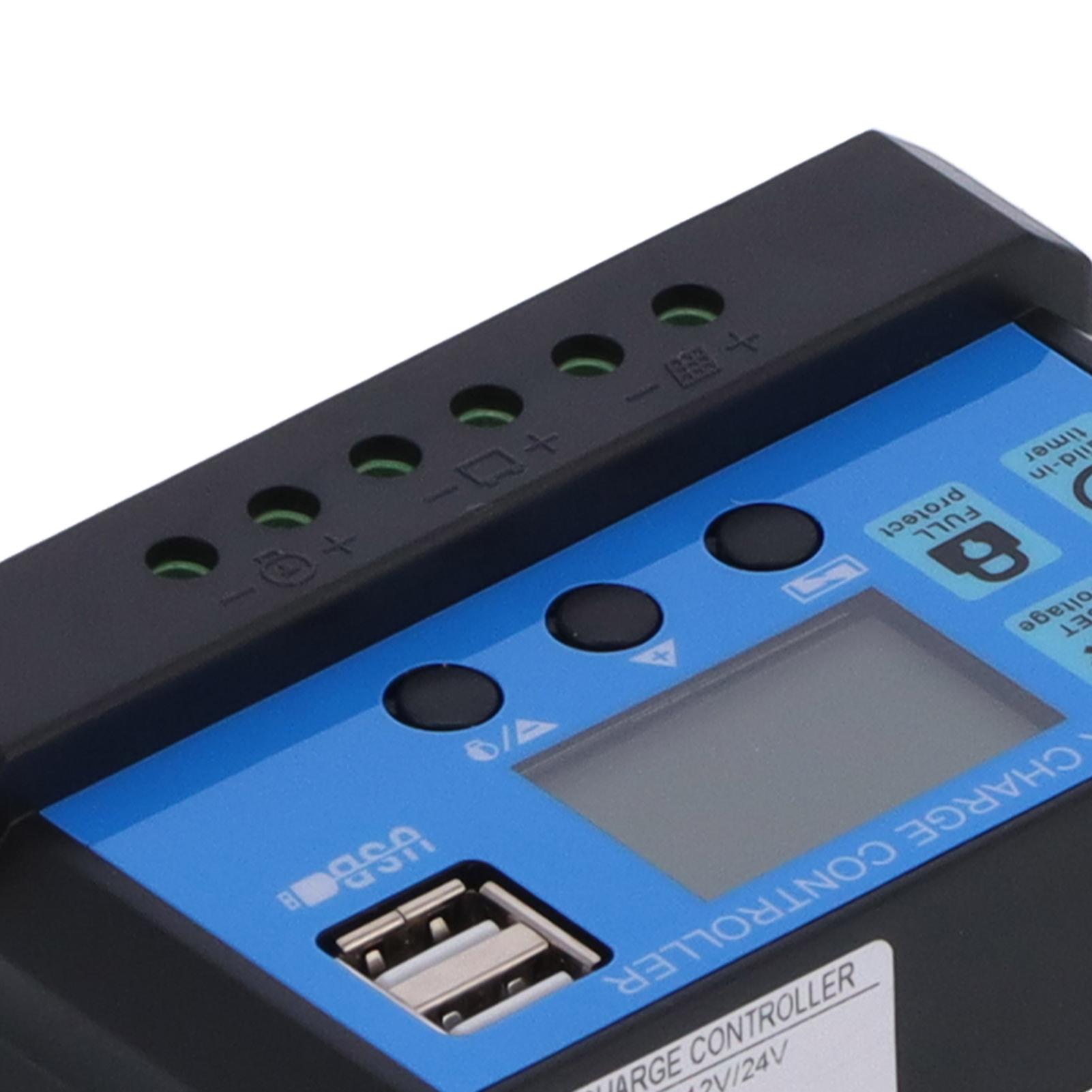 30A 12V 24V 2‑Way MOS Solar Charge Controller PWM 3 Stage Battery Regulator Solar Panel ...