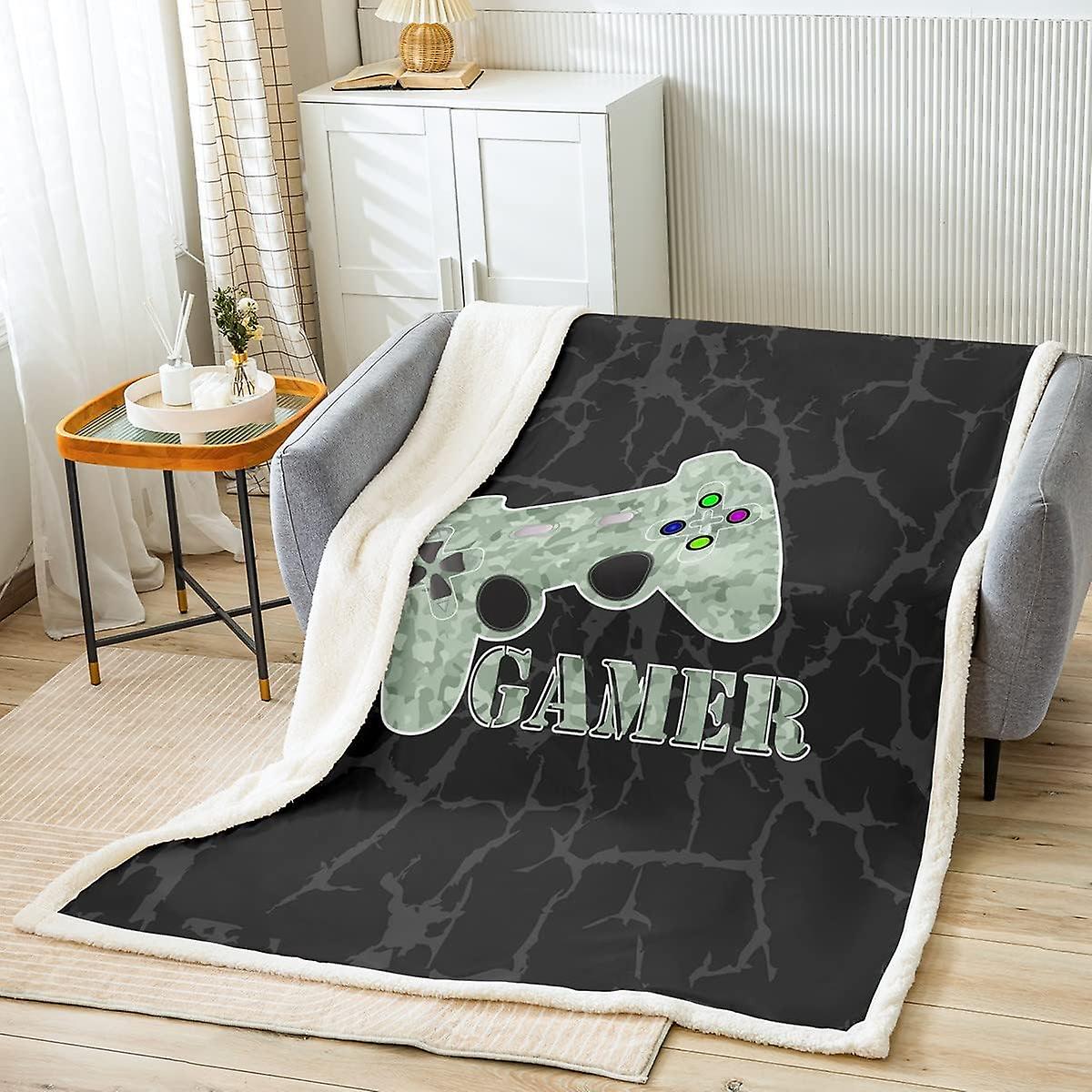 Gaming Fleece Kast tæppe Gamer Sherpa tæppe til seng sofa Børn ...
