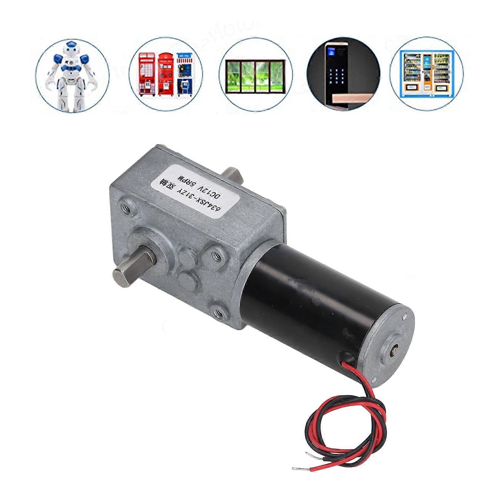 Gear Motor Dual Shaft Dc 12v Self Locking Speed Reduction Cw Ccw Worm Geared Motor 5rpm | Fruugo UK
