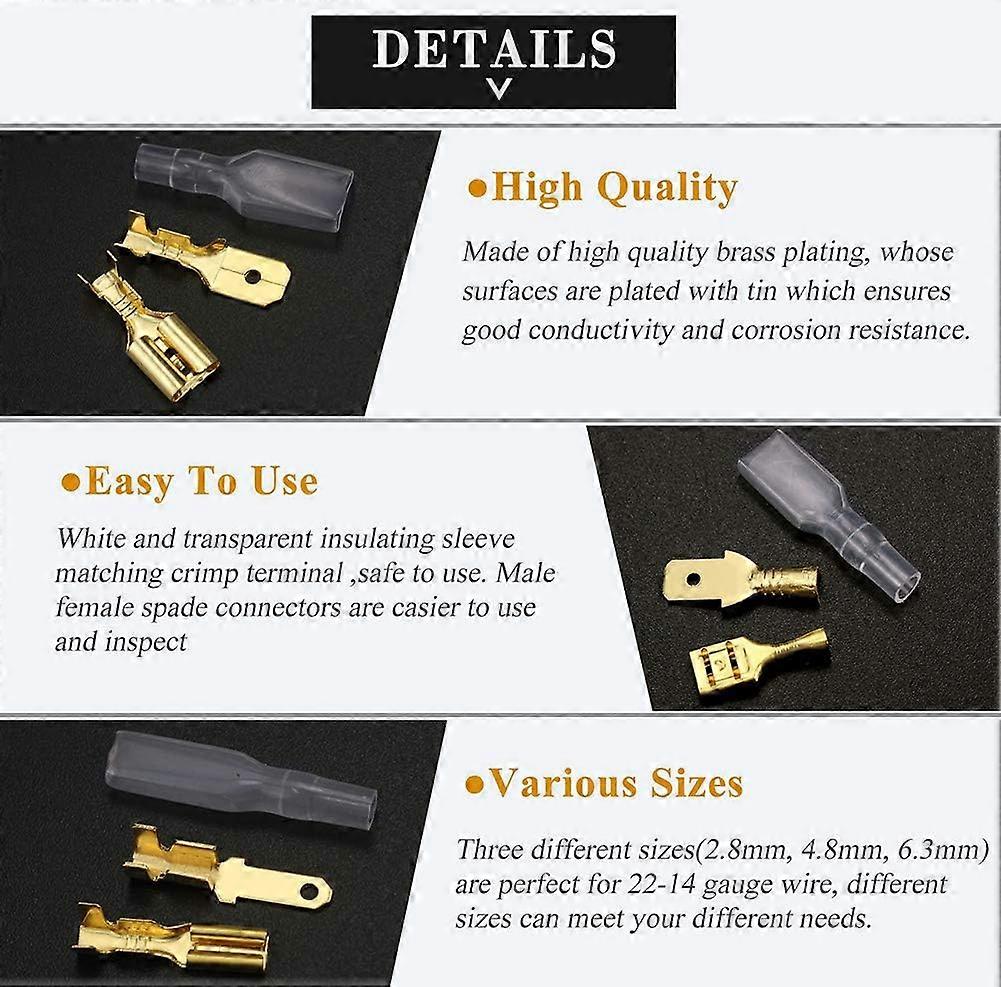 Set of 480 flat sockets, 2.8 mm 4.8 mm 6.3 mm male female flat plug ...