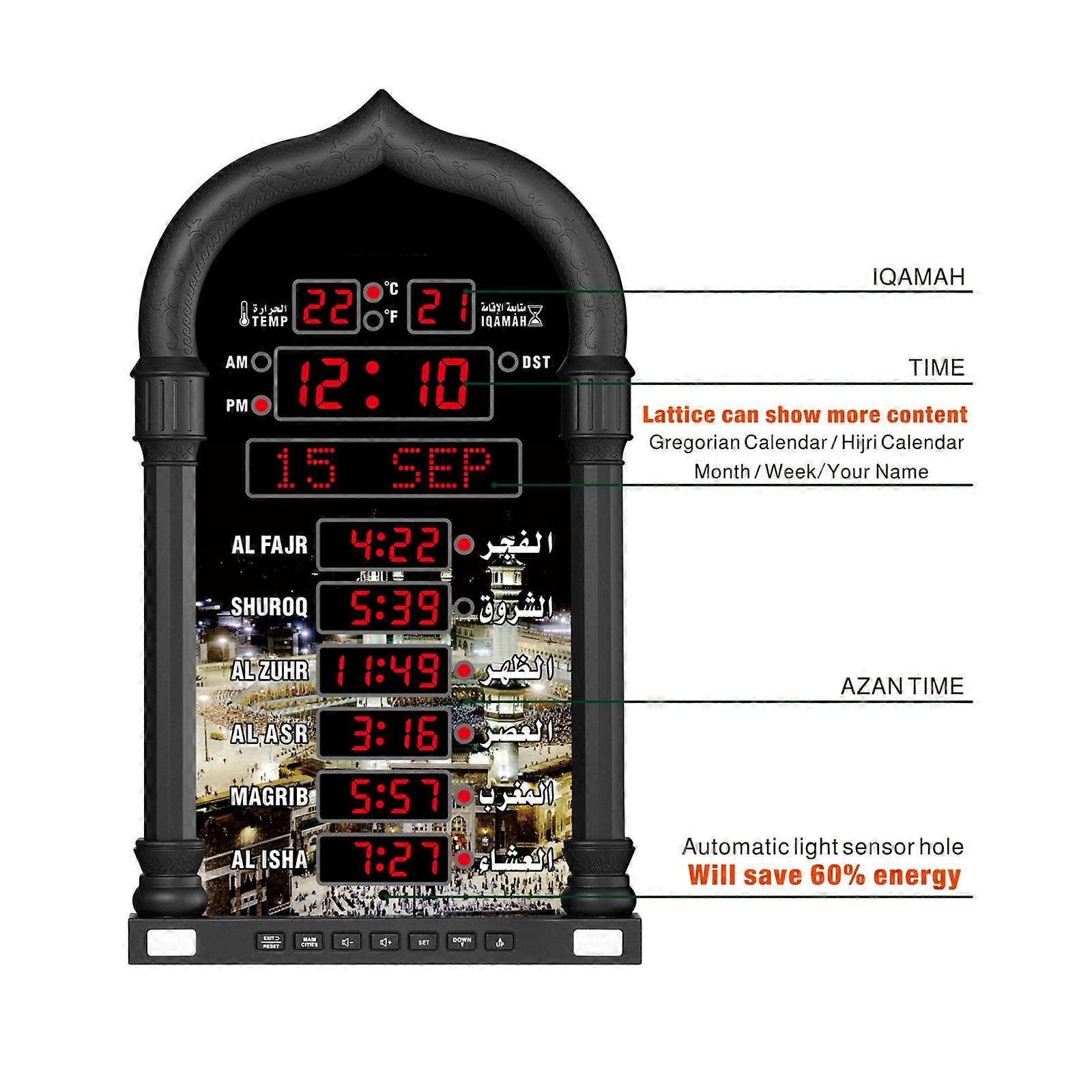 LED Prayer Clock Time Reminding Mosque Prayer Clock Music Playing Azan ...