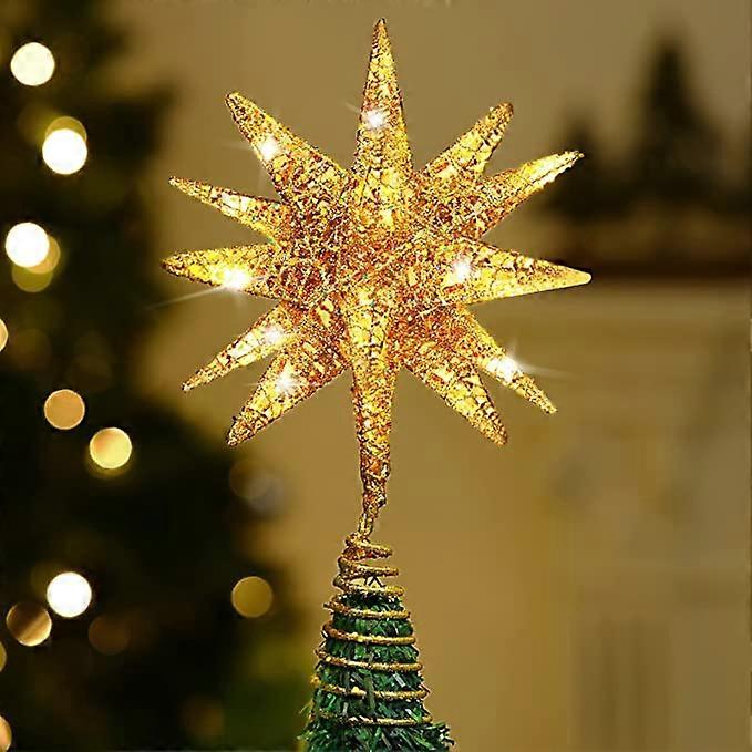 Kongque - Christmas Tree Topper, Lighted Up Tree Topper 3D Geometric ...