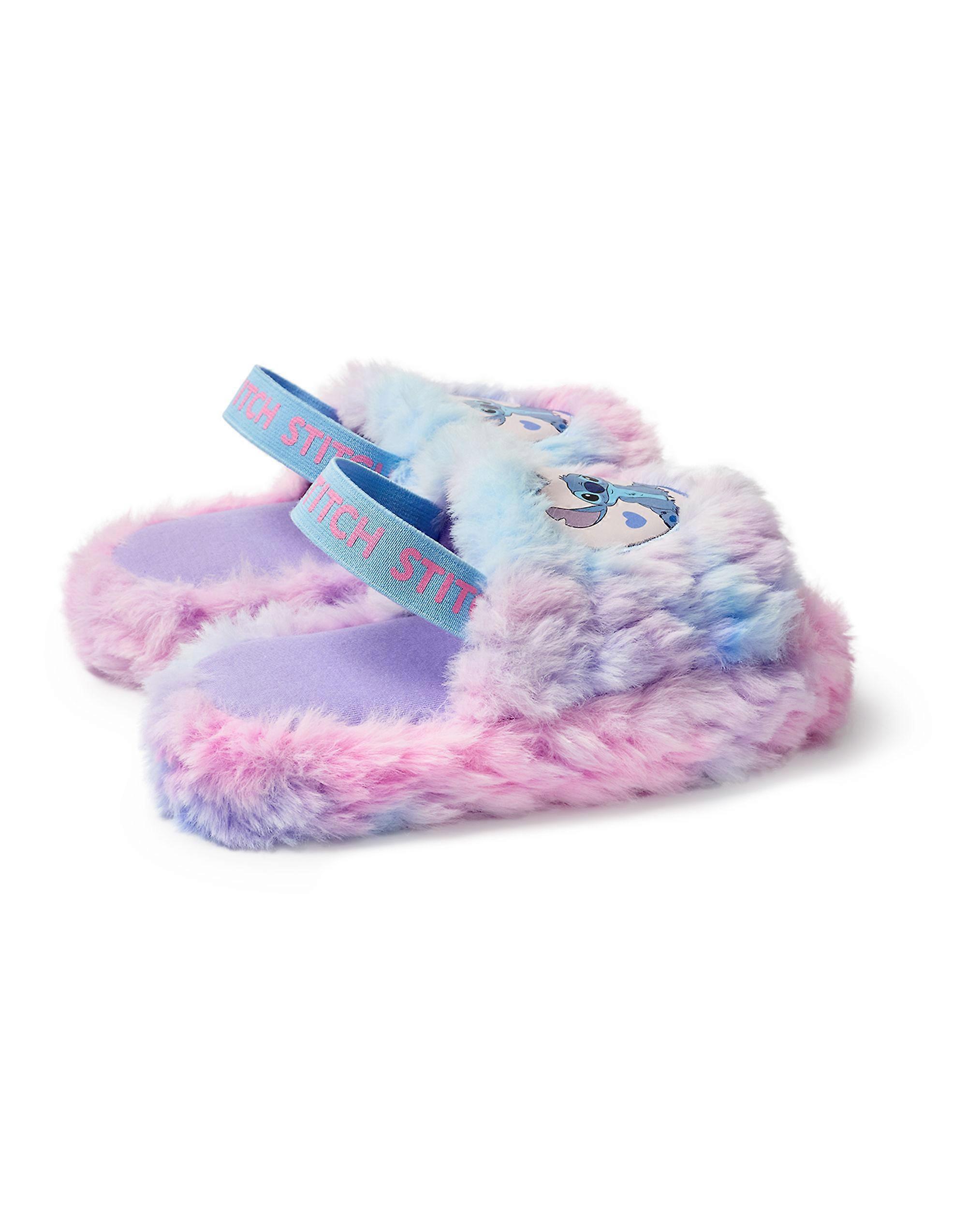 Disney Womens Slider Slippers Multicoloured Fluffy Ombre Stitch ...
