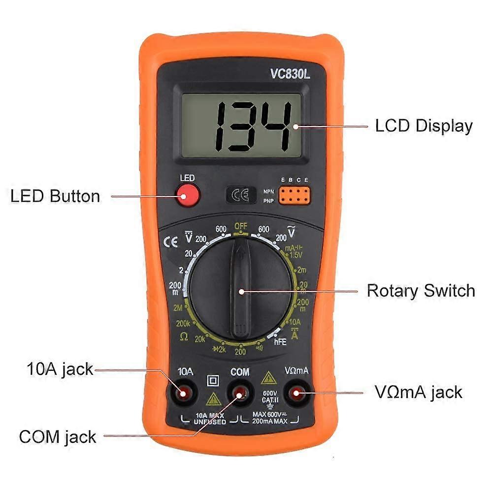 VC830L Digital Multimeter Handheld Digital Multimeter Ammeter Voltmeter ...