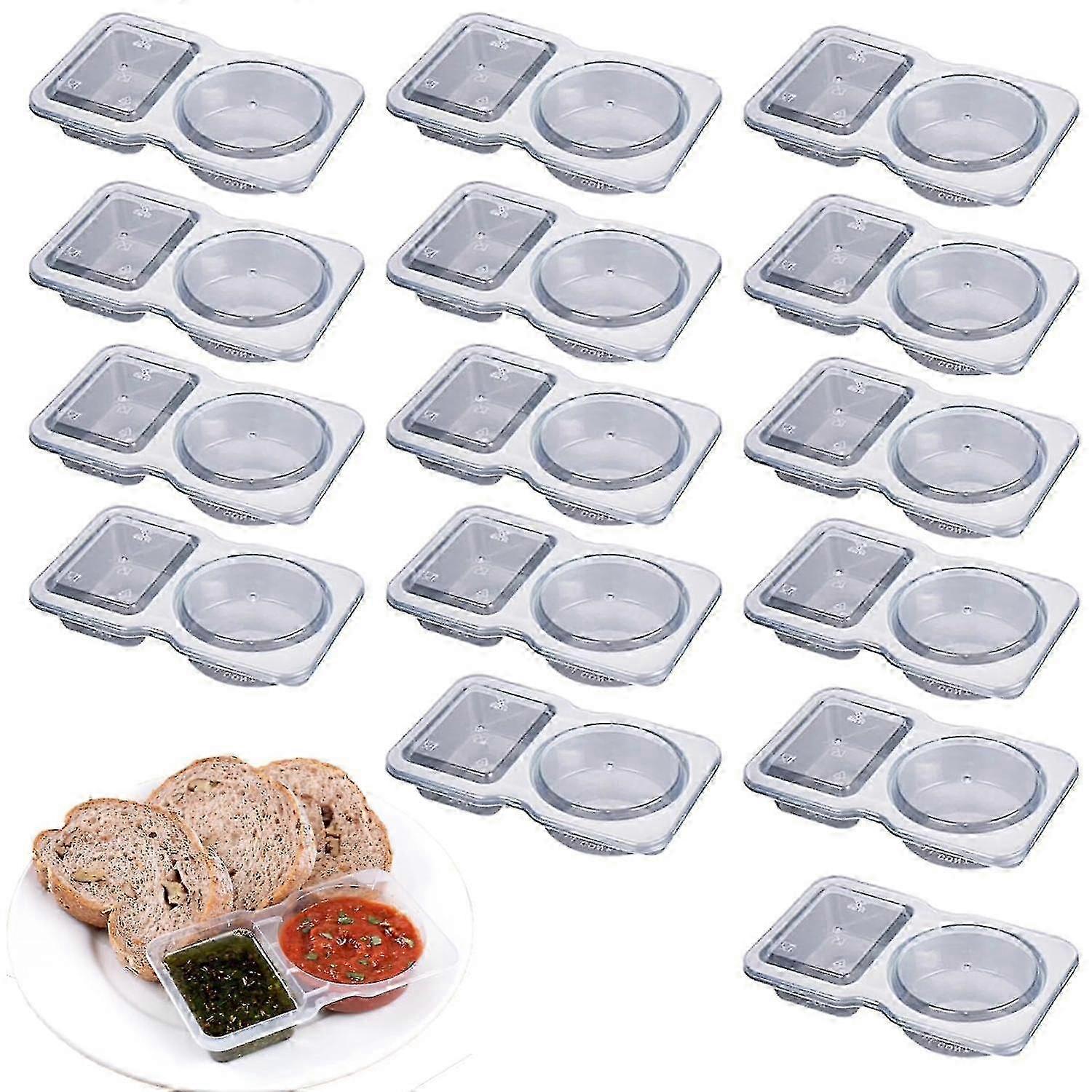 Double Compartment Condiment Container with Lids - 3 Oz 2 Compartment ...