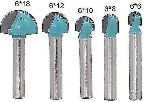 5 Pcs 6mm Shank Router Core Box Bits Cnc Round Groove Milling Cutter ...