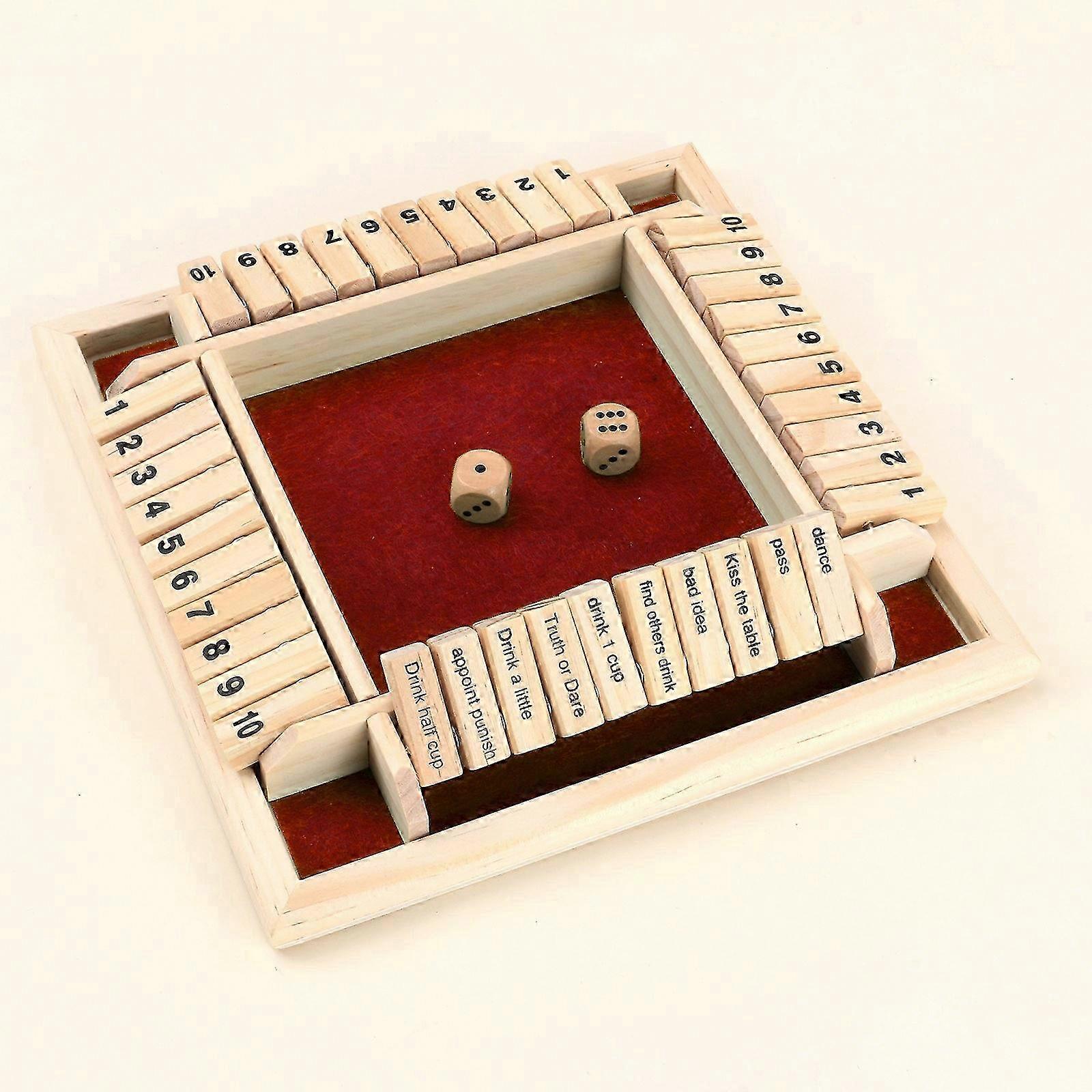 Wood Four Sided 10 Numbers Board Game Set Dice Table Entertainment ...
