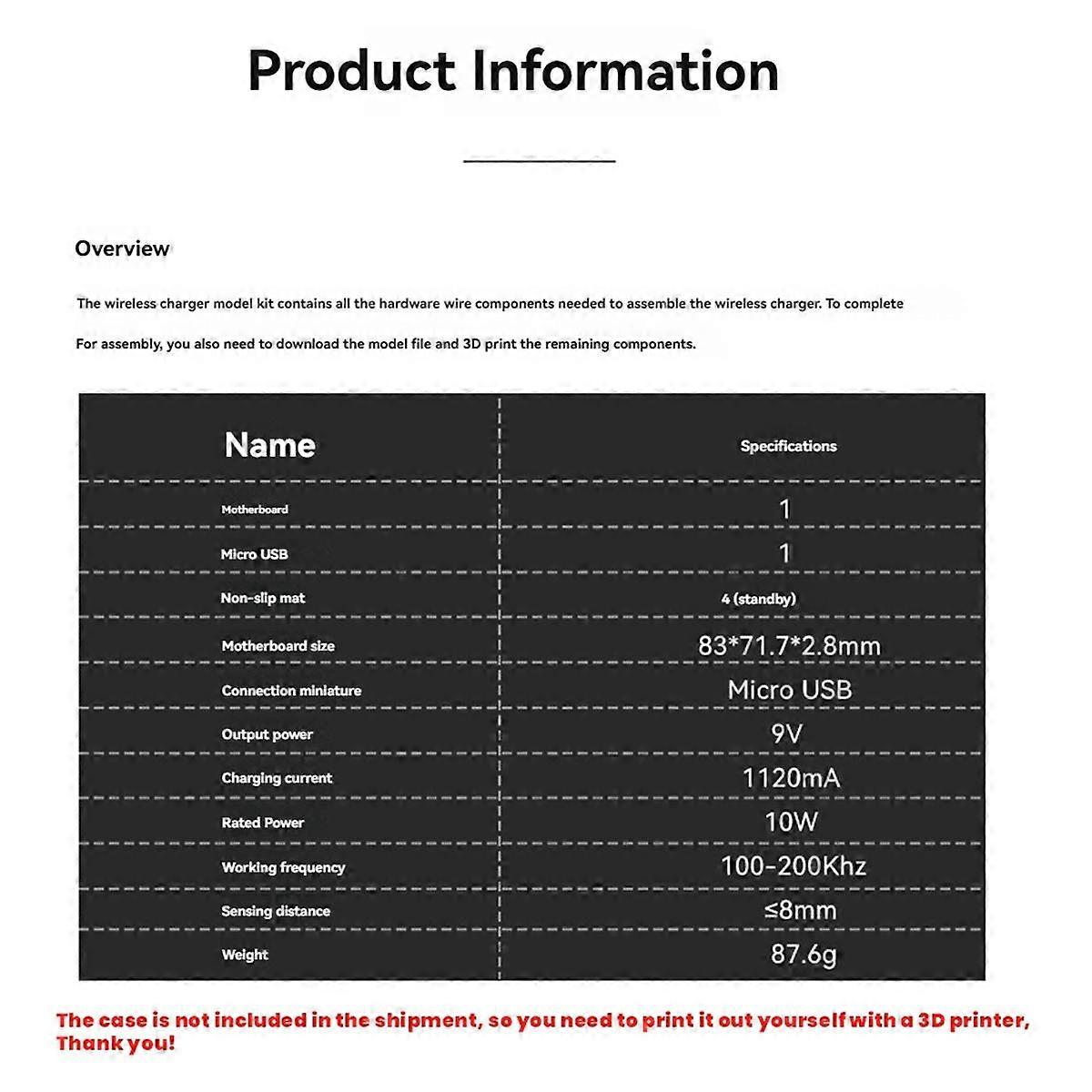 DIY 3D Printing Wireless Charger Kit Wireless Power Module 5W 10W High ...
