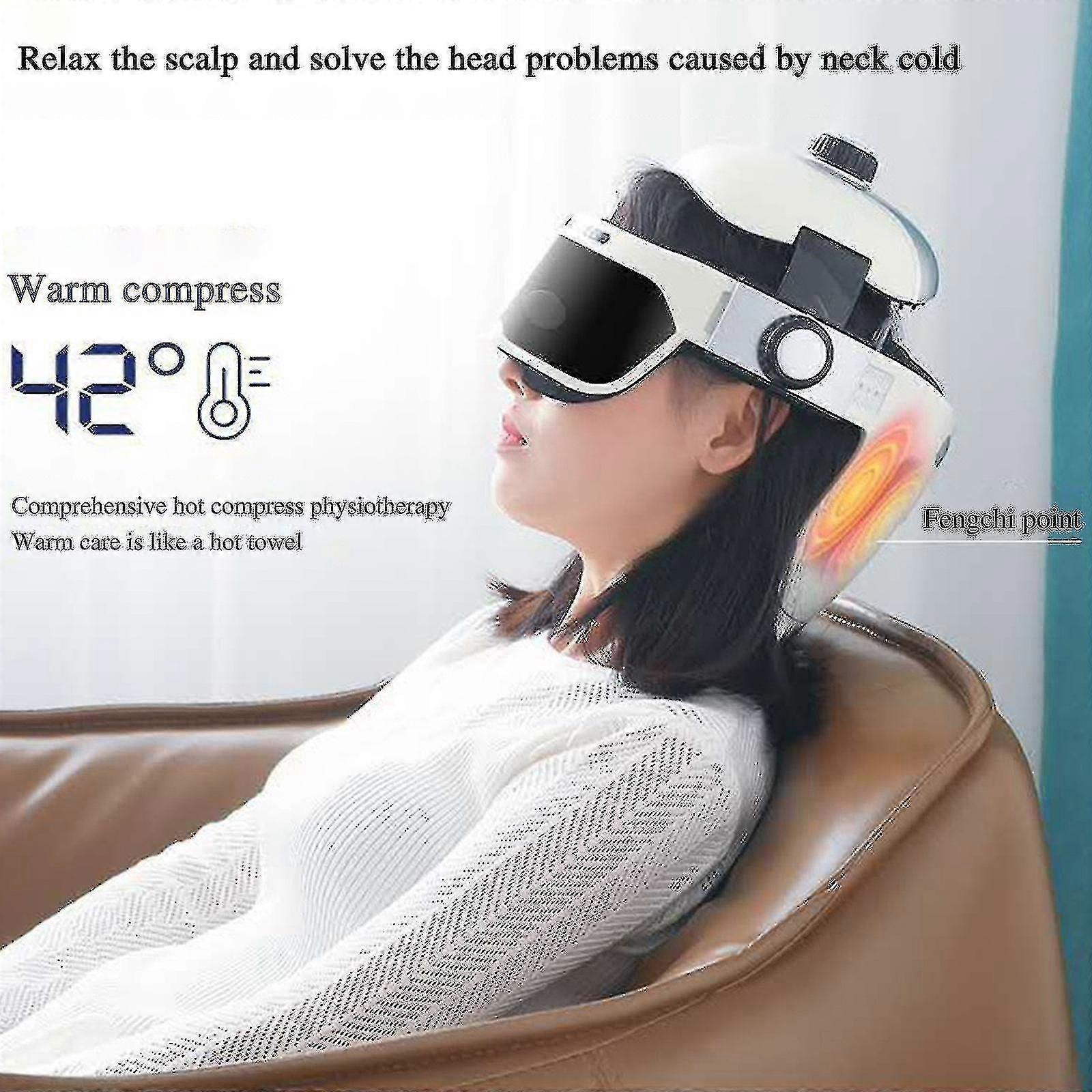 2024,electric Head Massager, Eye Neck Massage Helmet With Heat ...