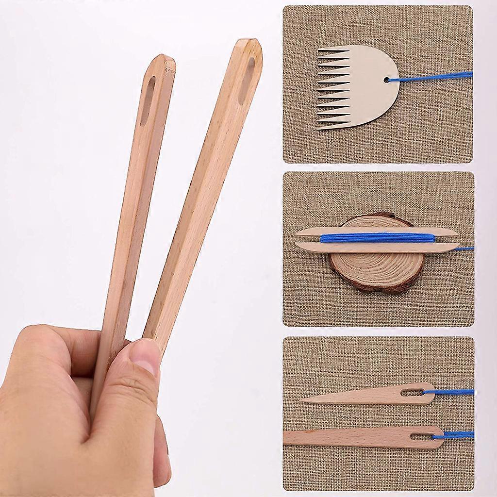 7 Pcs Wooden Hand Loom Stick Set Wooden Weaving Needle Shuttle Comb for ...
