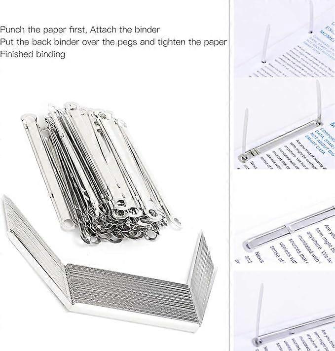 2 Hole Iron Binder Clip, 50Pcs File Fasteners for 350 Sheets A4 Paper ...