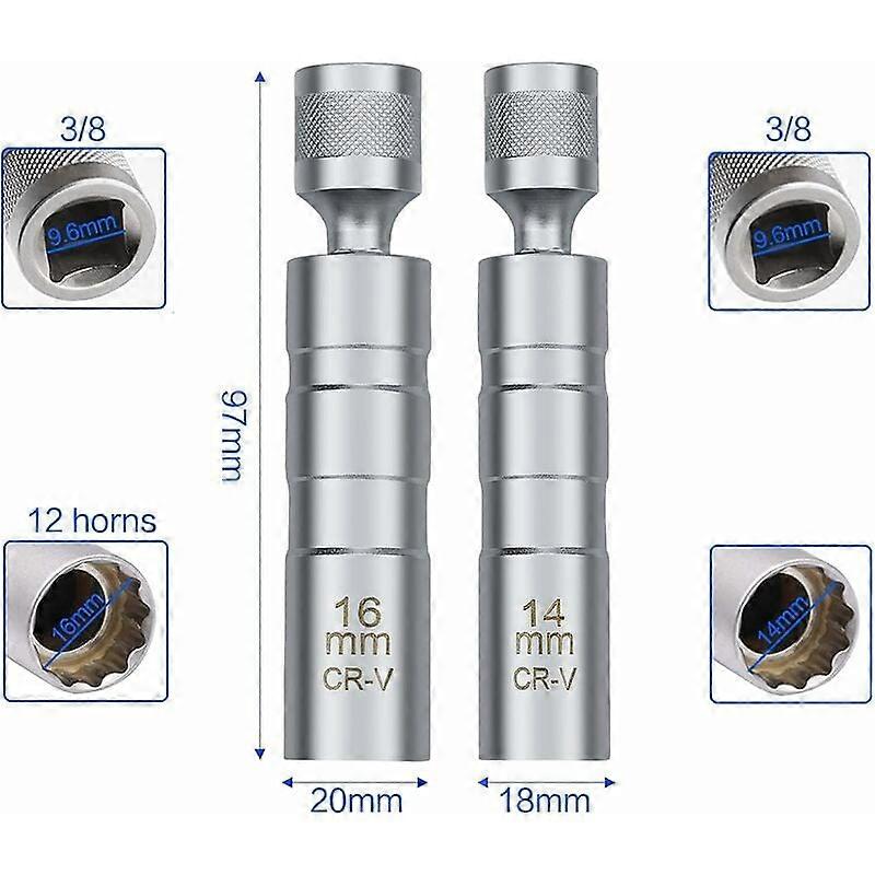 14/16mm Spark Plug Wrench, Universal Magnetic Spark Plug Socket Removal ...