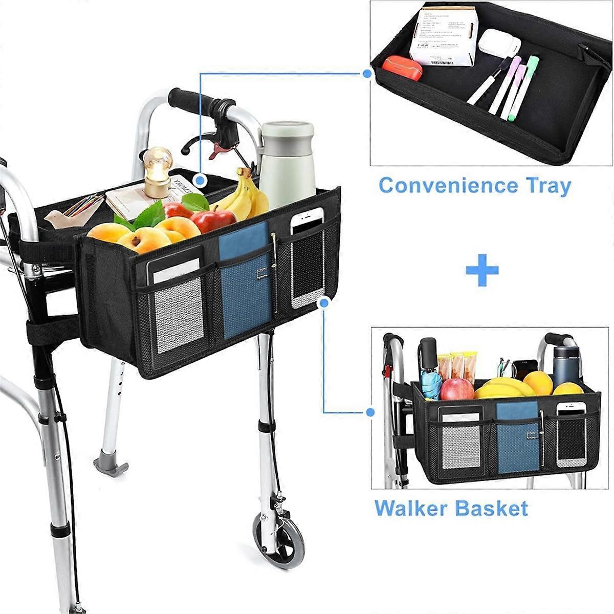 Walker Basket for Folding Walker Foldable Walker Bag, Large Storage ...