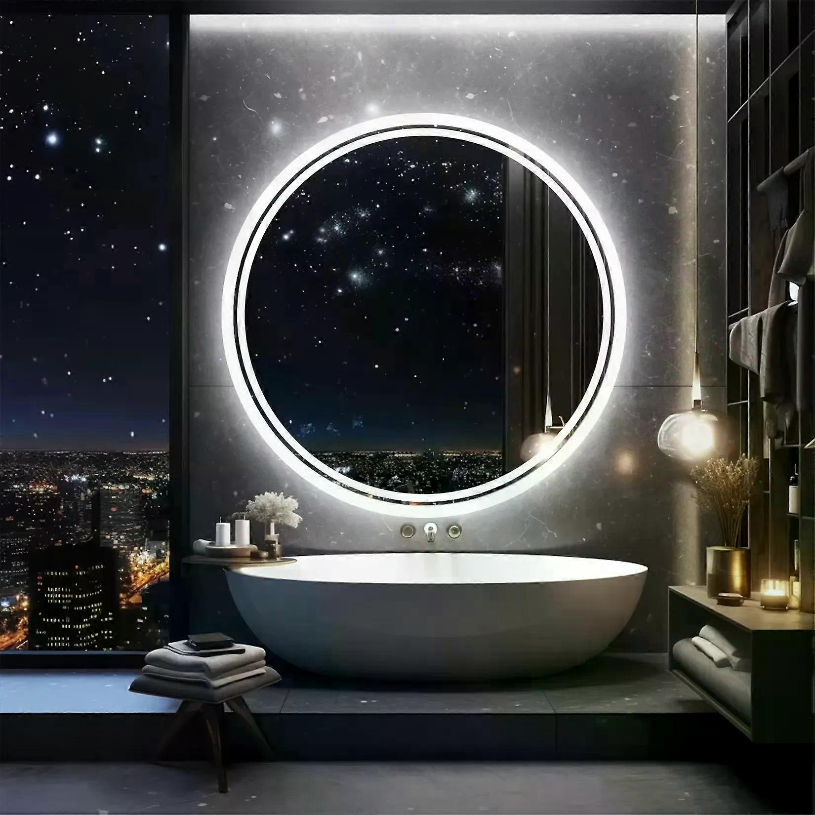 LED HD Smart Bathroom Mirror with Lights Circle Backlit Bathroom Mirror ...