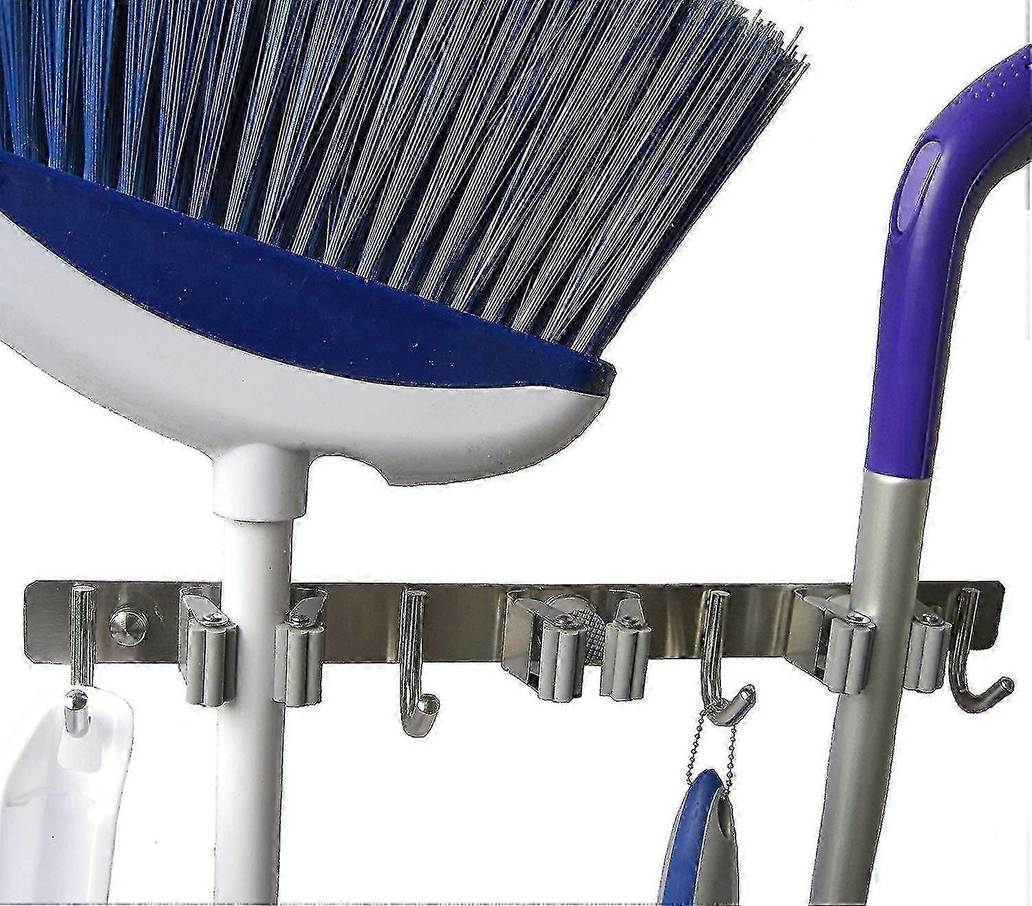 Broom Mop Holder, Wall Mounted Stainless Steel Tool Hanger Oragnizer ...