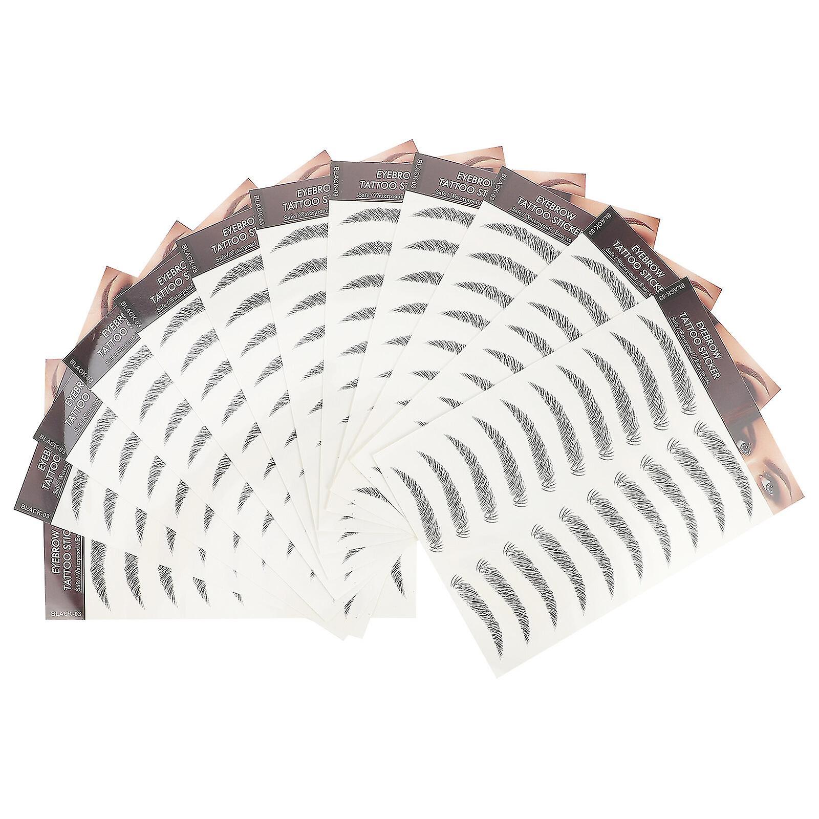 12 Pcs Makeup Stickers Eyebrow Grooming Shaping Sticker Brow Tattoo Fab ...