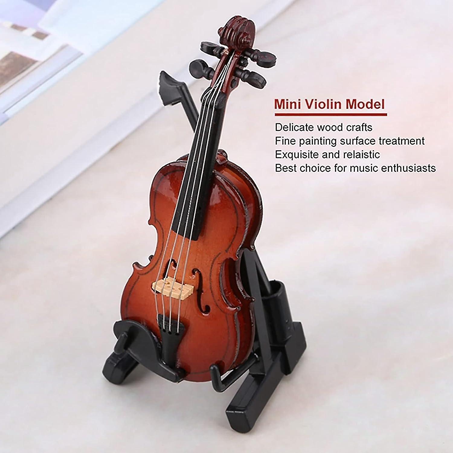 Miniature Violin Model With Stand Bow Case Dollhouse Accessories Mini ...