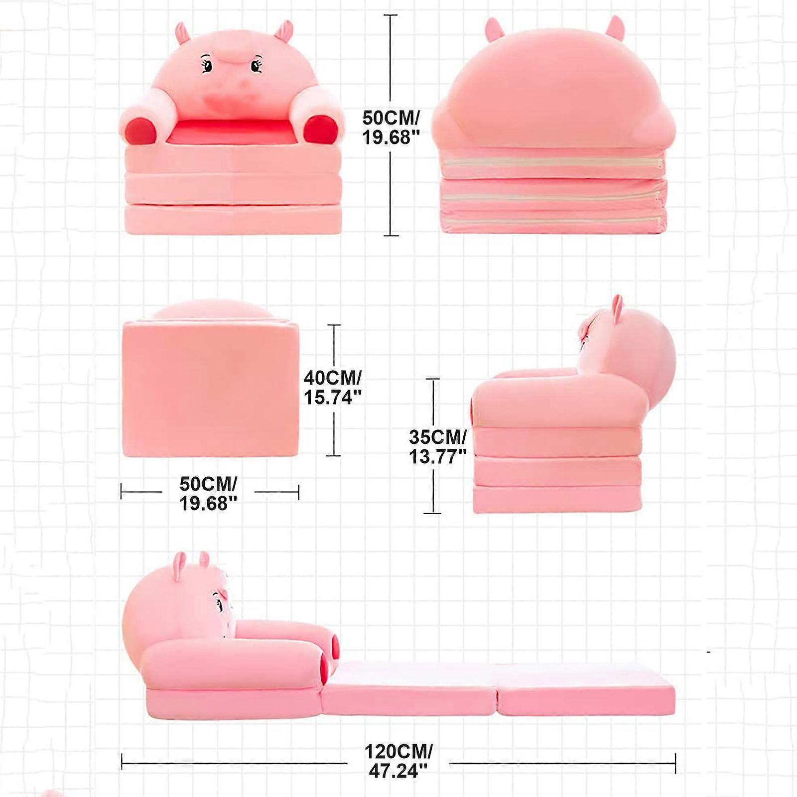 Convertible Kids Sofa to Lounger, Soft Flip-Open Chair for Bedroom ...