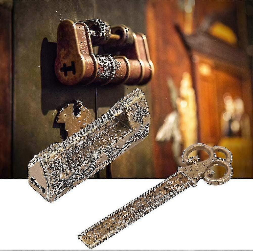 2024 Mini Antique Padlock, Two Birds Carved Lock With Key Latch Buckle ...