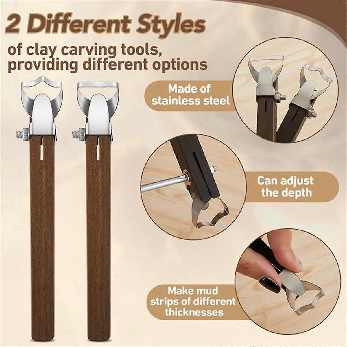 2 Pcs Sculpture Scraper Pottery Carving Tool Pottery Cup Handle Shape ...