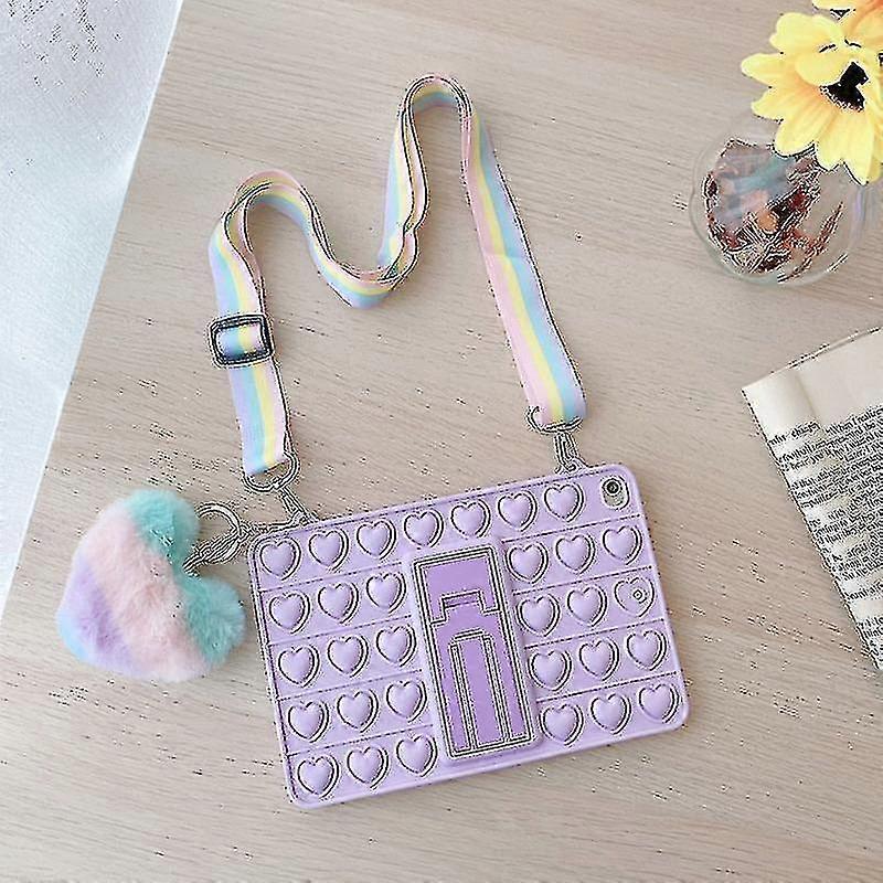 Pop-it Push Bubble Fidget Toy Silicone Cute Case For Ipad With Lanyard ...