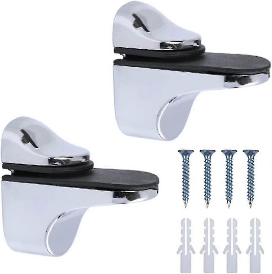 2 Pcs Glass Shelf Support Adjustable Glass Shelf Bracket Polished ...