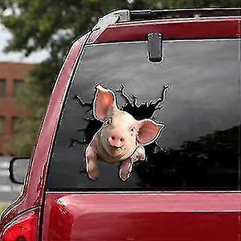 Funny Pig Cracked Car Sticker Car Window Meme Cattle Decal 12 X 12" Pvc ...