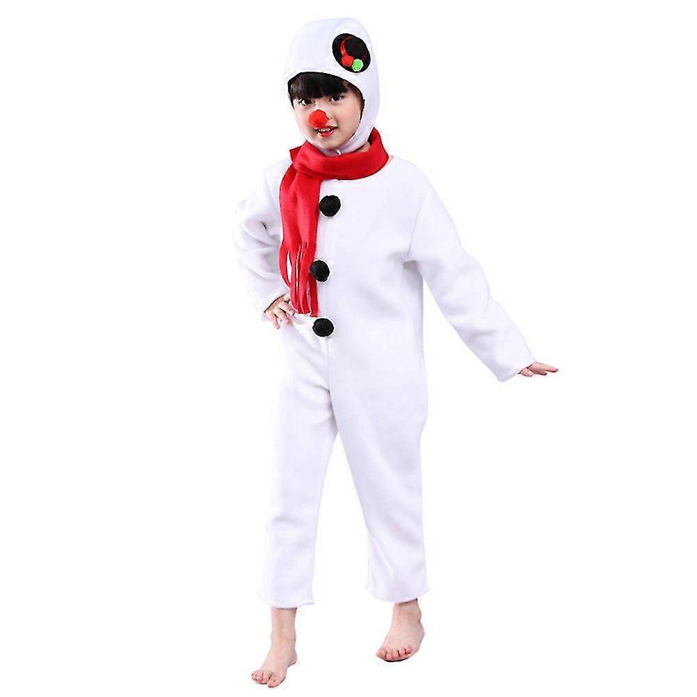 Kids Christmas Snowman Performance Suit Jumpsuit With Scarf Red Nose ...