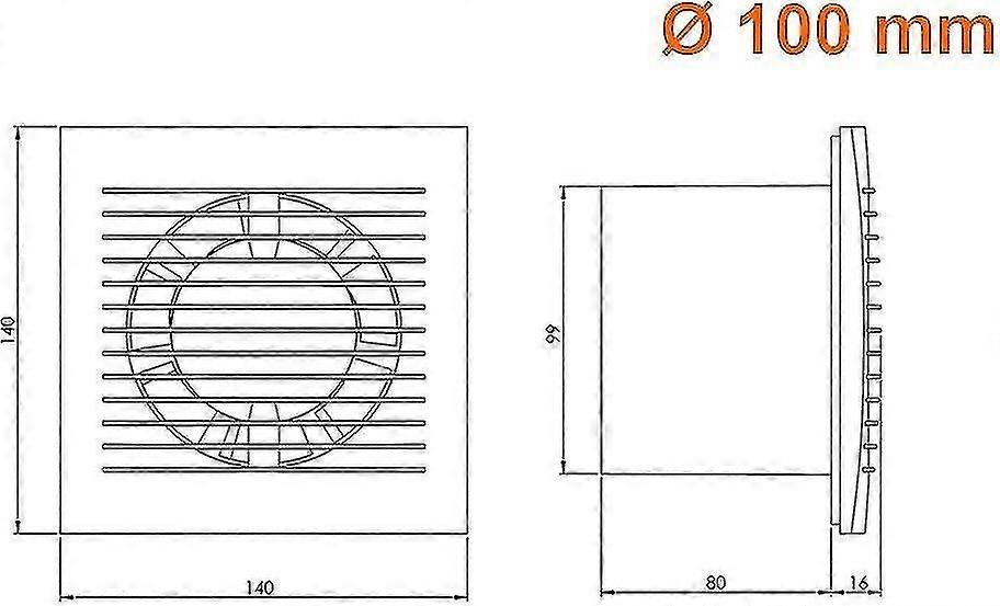 Silent Wall Mounted Air Extractor 100mm with Cable - Ideal for Kitchen ...