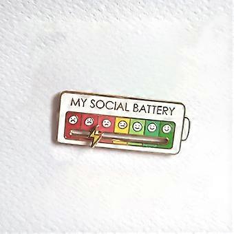 Funny Enamel Pin - My Social Battery Creative Lapel Pin - Interactive ...