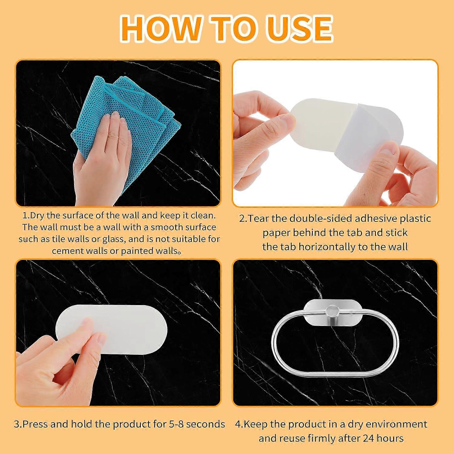 Stainless Steel Self Adhesive Towel Rack Rust Proof Hand Towel Holder ...