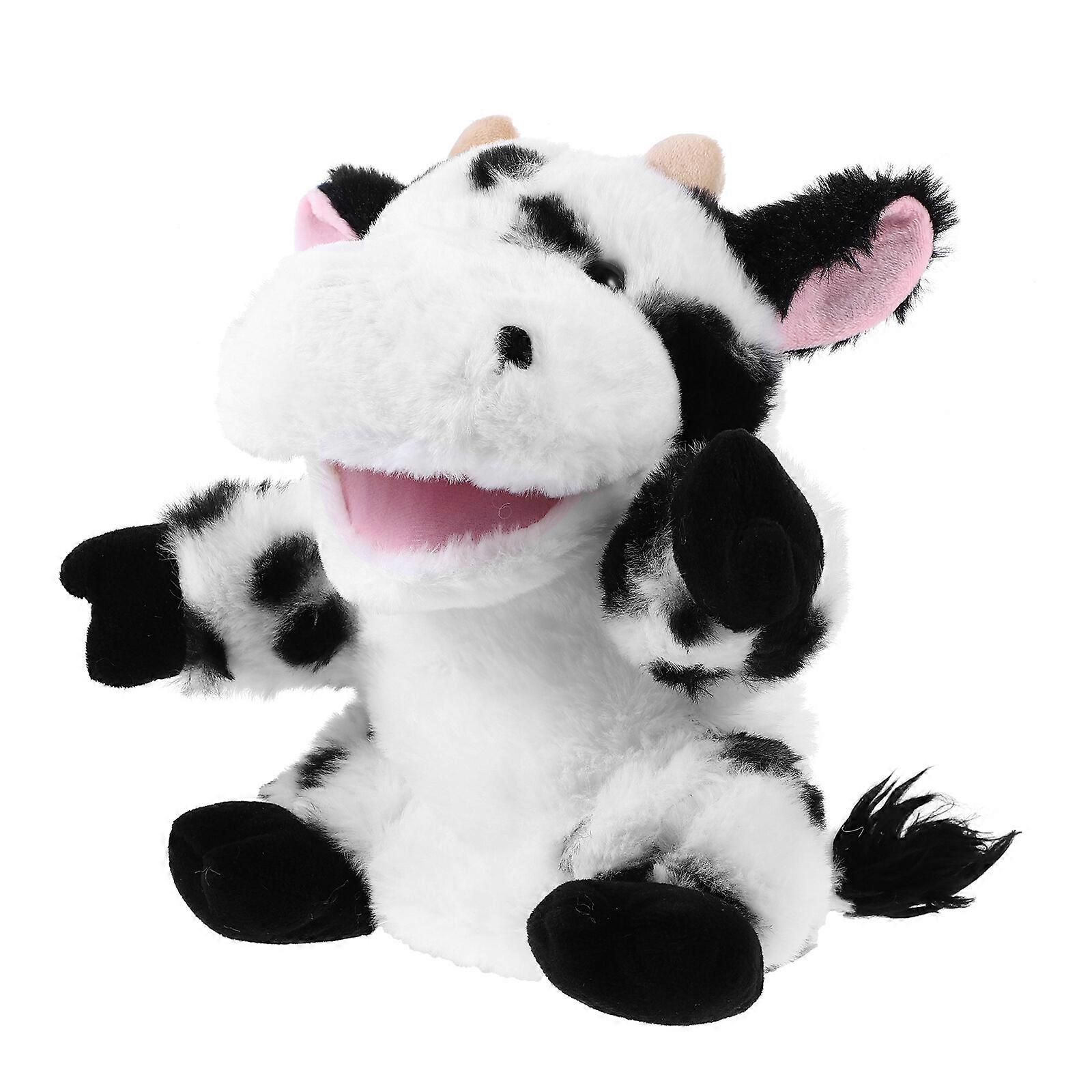 Cow Cartoon Hand Puppet Animal Plush Toy Movable Mouth Hand Puppet ...