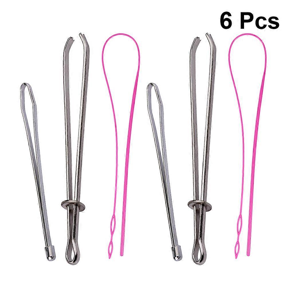 2 Set/6 Pcs Plastic Drawstring Threaders DIY Belt Wearers Rubber Band ...