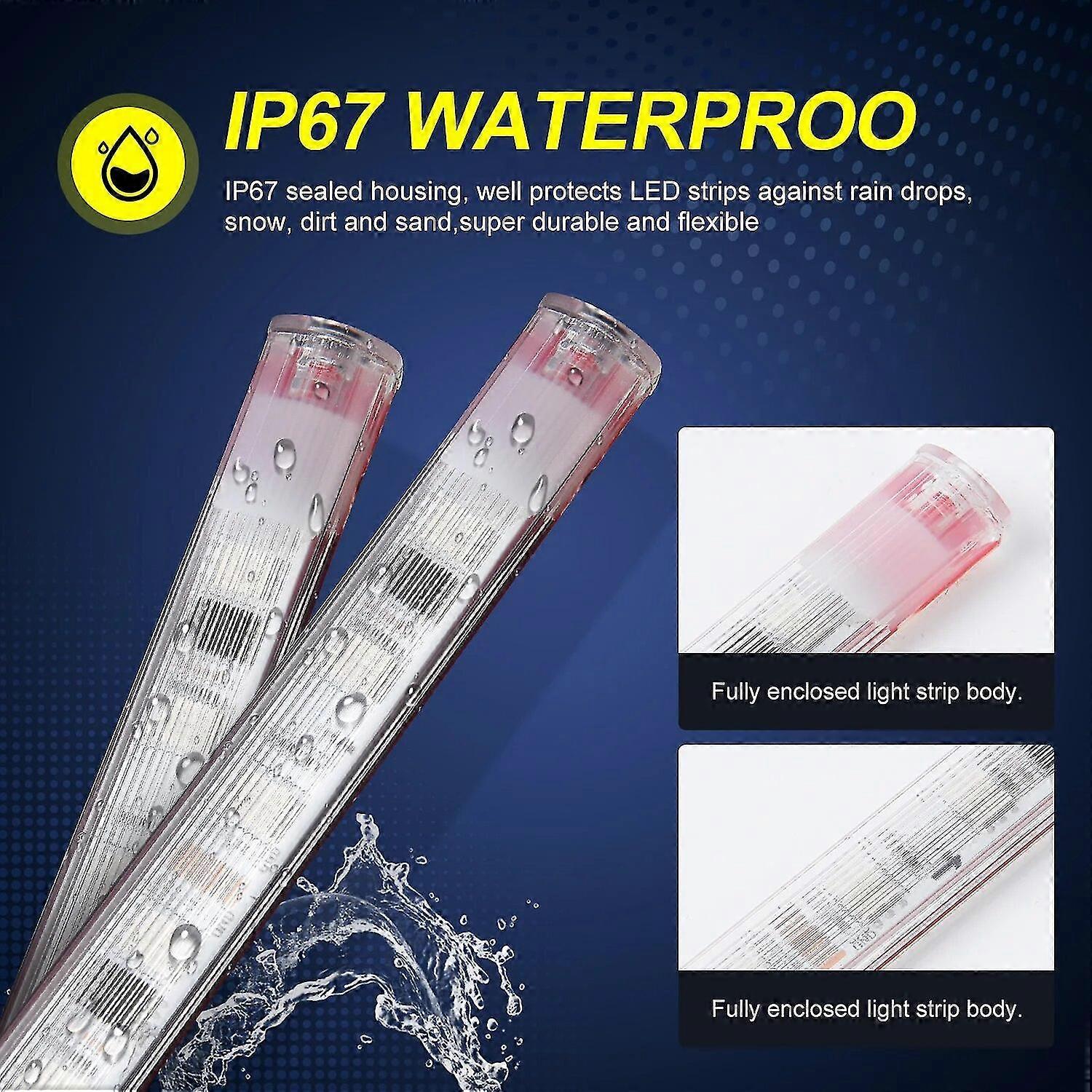 12V RGB Truck Bed Light Strip Kit LED Neon Accent Lights with RF Remote ...