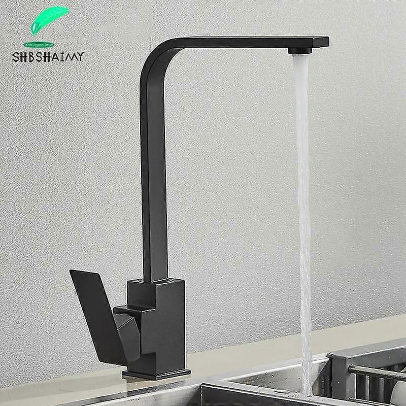 SHBSHAIMY Black Square Kitchen Faucet Chorme Hot And Cold Kitchen Sink ...