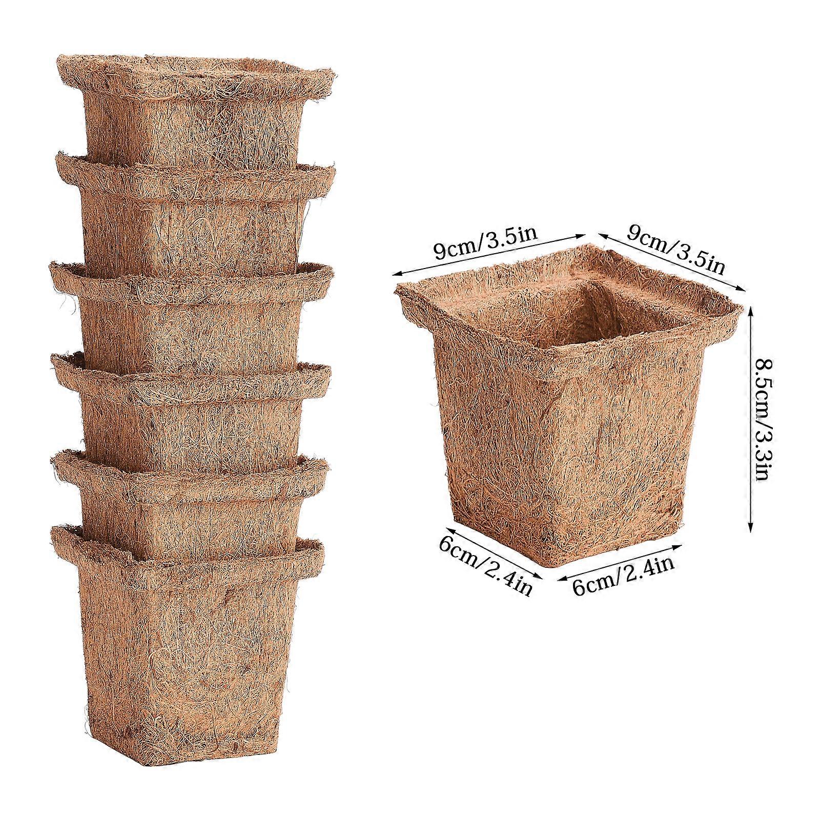 Coir Planting Pots, 6Pcs Seed Starting Pots Square Nursery Pot ...
