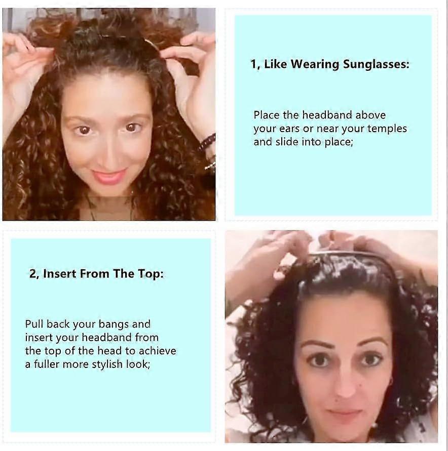 Curly Thick Hair Headband - Invisible Hair Hoop for Styling (Black ...