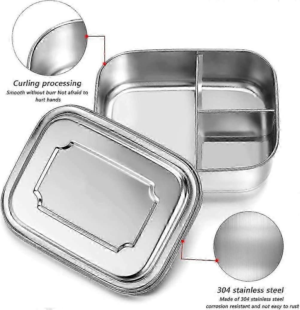 Lunch Box, Bento Box Kids, Bento Box 1000 ml Stainless Steel Bento with ...