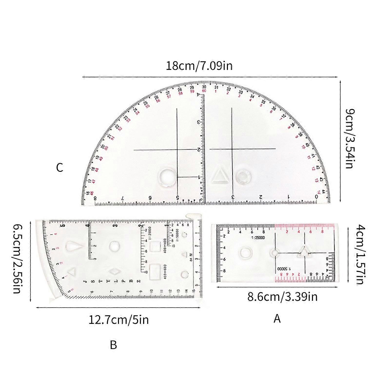 Land Navigation Topographical Map Scale Coordinate Reader Protractors ...