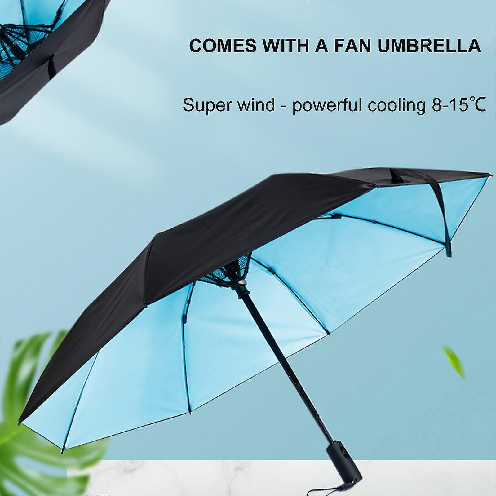 3 In 1 USB Rechargeable Umbrellas with Cooling Fan and UVs Protections ...