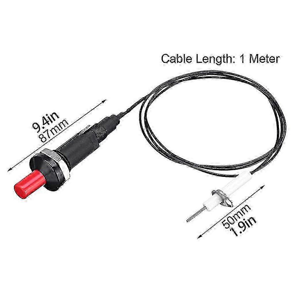 Piezo Spark Ignition Set With Cable 1000mm Long Push Button Kitchen ...