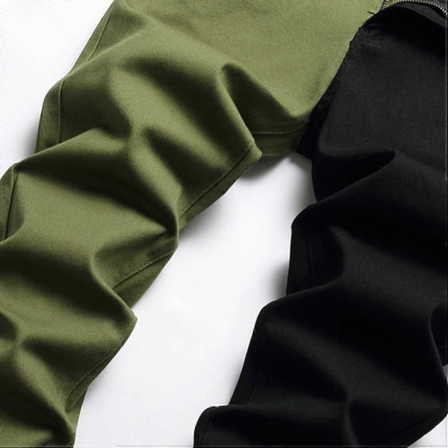 Men's TwoTone Patchwork Slim Fit Stretch Jeans, Black, Size 36 | Fruugo UK