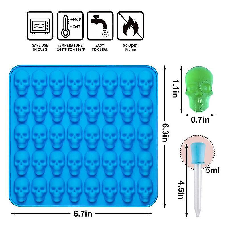 2pcs Gummy Skull Candy Molds Silicone,chocolate Gummy Molds With 1 ...
