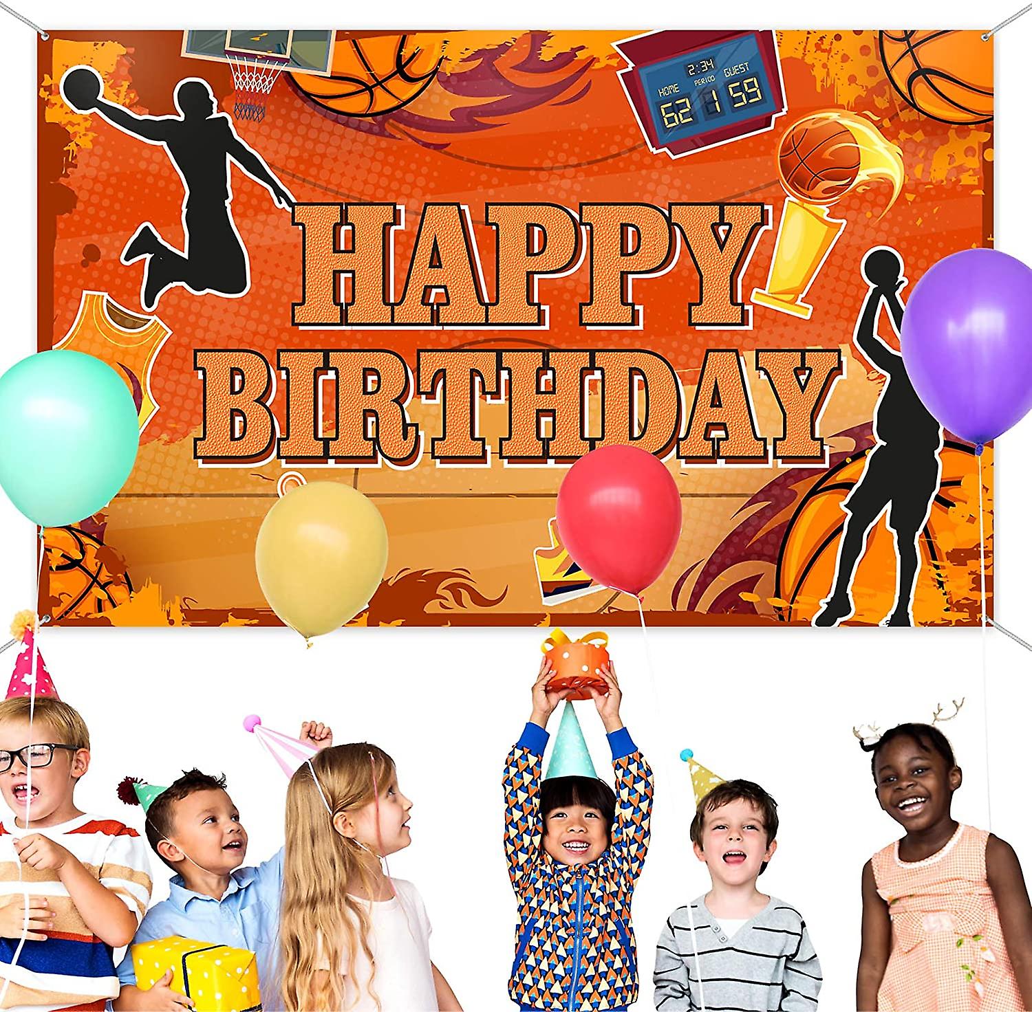 Basketball Happy Birthday Backdrop Banner Basketball Theme Party ...