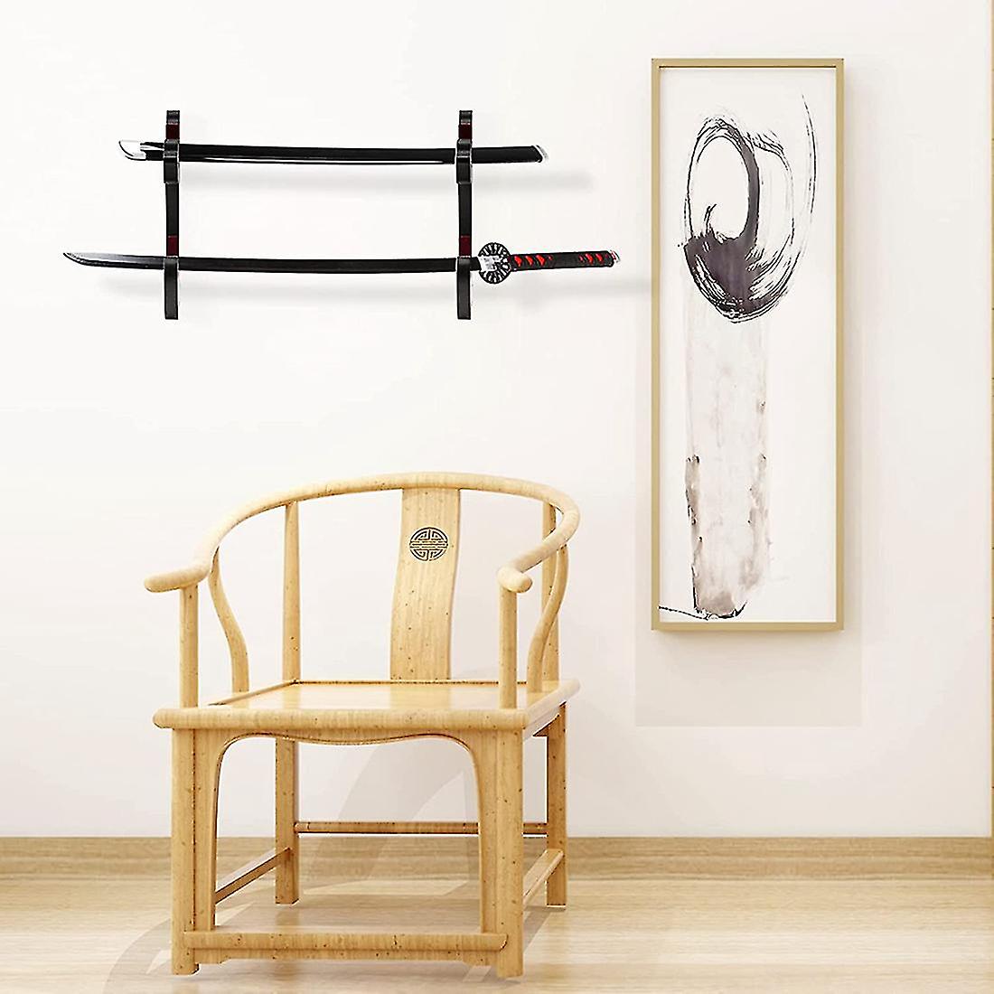 Sword Wall Mount 2/set 1-tier Padded Katana Holder Adjustable Display ...
