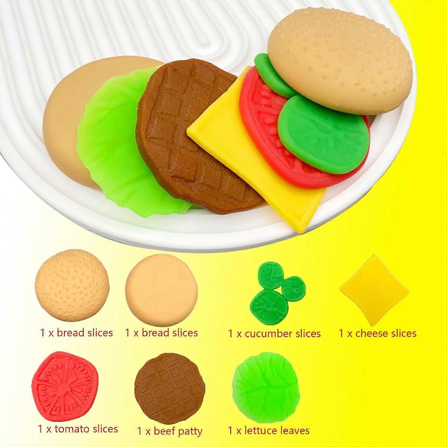 7 Layers Hamburger Toy Stress Relief Soft Simulation Food Detachable ...
