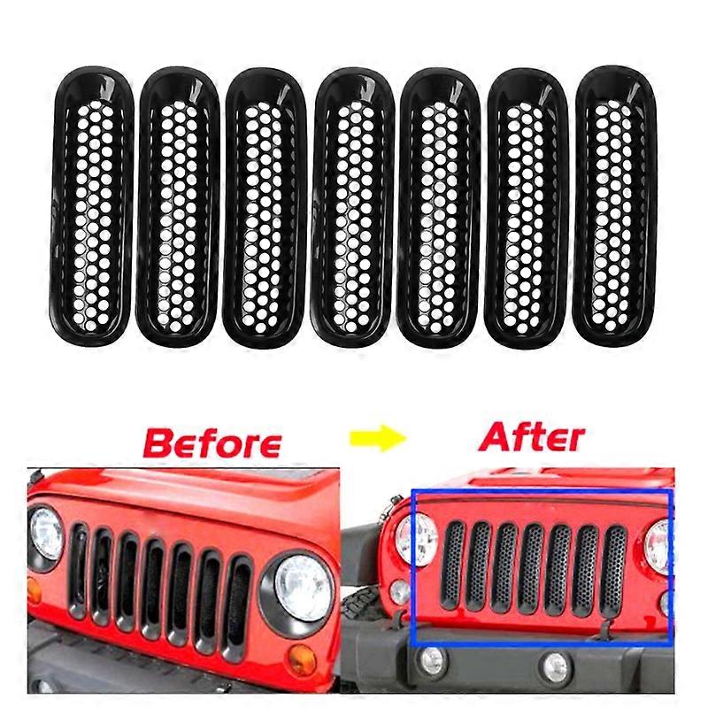 For 2007-2017 Jeep Wrangler Jk Matte Black Front Insert Mesh Grille ...